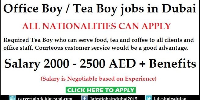Tea Boy Jobs in Dubai For Pakistani, Indian, Filipino All Nationalities
