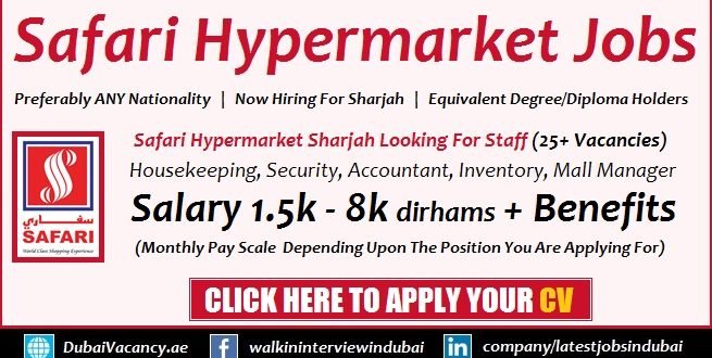 Safari Hypermarket Jobs Latest Openings in Sharjah Must Apply